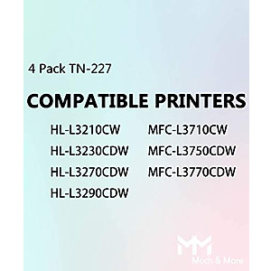 MM MUCH & MORE Compatible Toner Cartridge Replacement for Brother TN227 TN-227 TN223 TN-223 High Yield for HL- L3210CW L3230CDW L3270CDW L3290CDW MFC-L3710CW L3750CDW L3770CDW (BK, C, Y, M, 4-Pack)