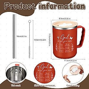 Nitial 6 Pcs 17 oz Christian Coffee Mugs with Lid and Straw Religious Bible Verse Christian Gifts Insulated Inspirational Bible Affirmations Tumbler for Friend Men Women Favor (Multicolor)