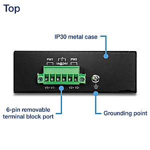 TRENDnet 8-Port Industrial Unmanaged Fast Ethernet DIN-Rail Switch, TI-E80 8 x Fast Ethernet Ports, 1.6Gbps Switching Capacity, IP30 Metal Switch, Lifetime Protection, Black