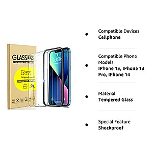 NatuBeau 3 Pack Screen Protector Compatible with iPhone 13 / iPhone 13 Pro, iPhone 13 Pro Screen Protector Tempered Glass, 6.1 inch, 9H Hardness, Scratch Resistant, Easy Installation, Case Friendly