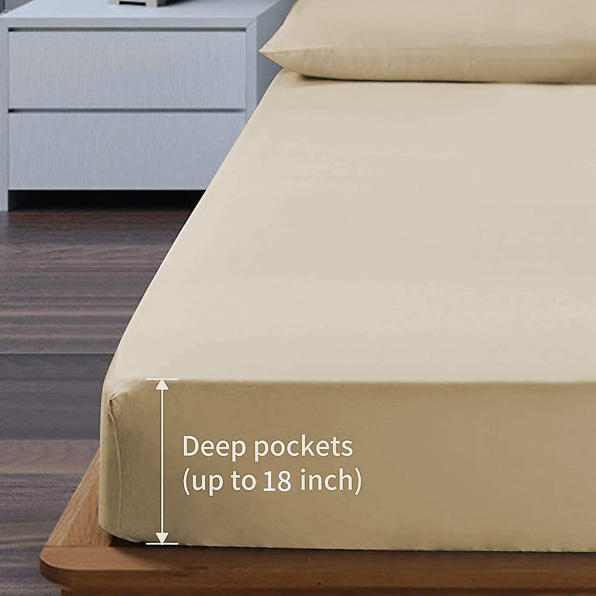 EaseHome Beige Full Size Sheets Set Deep Pocket to 18 inch Mattress 4 Piece - Premium Bedding Sheets & Pillowcases Collection - Extra Soft Wrinkle, Fade, Stain Resistant