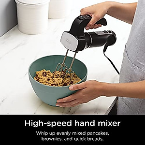 Ninja CI101 Foodi Power Mixer System, 750-Peak-Watt Immersion Blender and Hand Mixer, EasyGlide Beaters, Whisk, 3-Cup Blending Vessel, Black