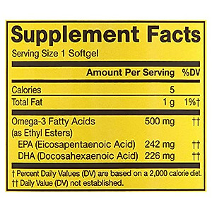 Spring Valley Omega-3 500 mg from Fish Oil, Heart Health, Lemon,120 Softgels (Pack of 2)
