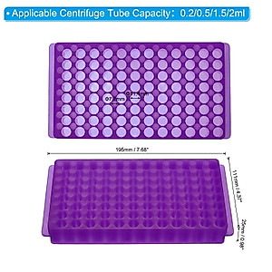 PATIKIL 96 Wells Tube Rack, 1 Pcs Vial Rack Double Panel Centrifuge Tube Holder for Microcentrifuge Tubes 0.2/0.5/1.5/2ml, Purple