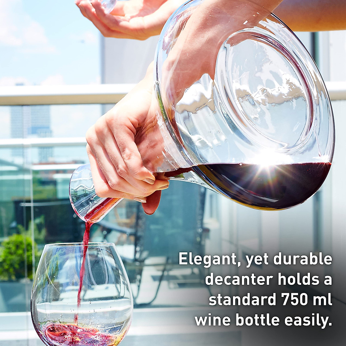 LEVARE Electric Aerator and Glass Decanter Set, Smart Swirl Aerating Base Ages Wine in Minutes, Premium Aeration for Sommeliers, Wine Enthusiasts (Piano Black)