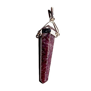 Sublime Gifts Premium Lepidolite Crystal Healing Cut Gemstone Point Pendant with Decorative Swinging Silver Metal Bail