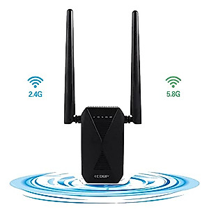 WiFi Extender 1200 Mbit/s Internet Amplifier with LAN Connection, WLAN Repeater Cover up to 6000 sq.ft & 45 Devices for Socket, 5G & 2.4G WLAN Amplifier Access Point, WPS, Compatible with All Devices