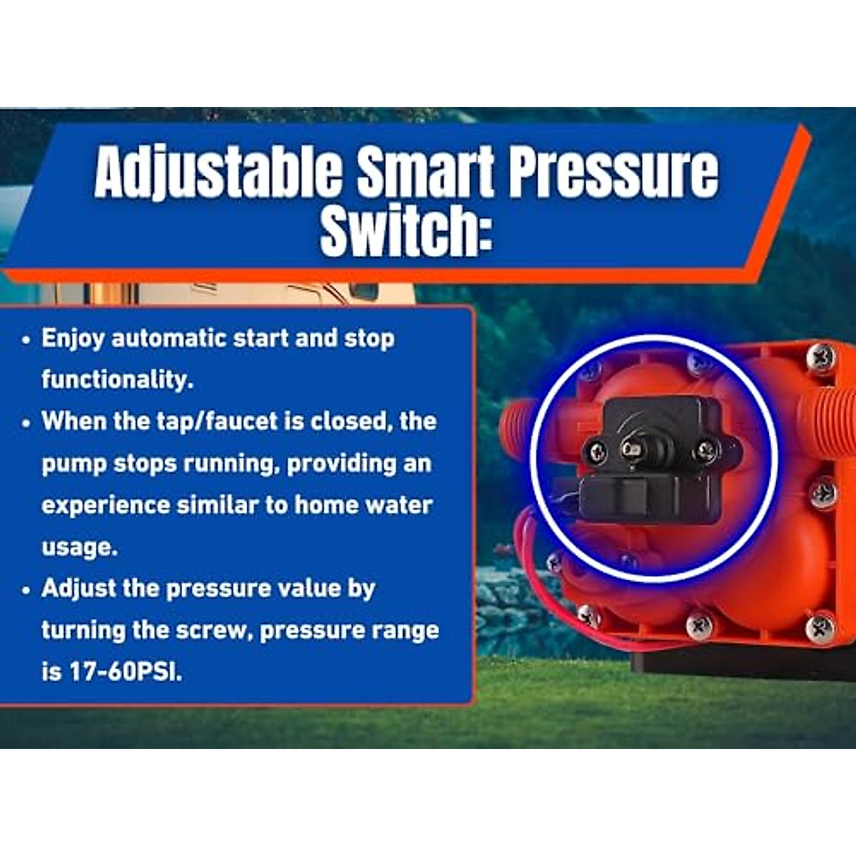 Seaflo 42 Series Diaphragm Pump with Bypass for Reduced Cycling 12V/24V 3.0GPM 55PSI (12 Volts)