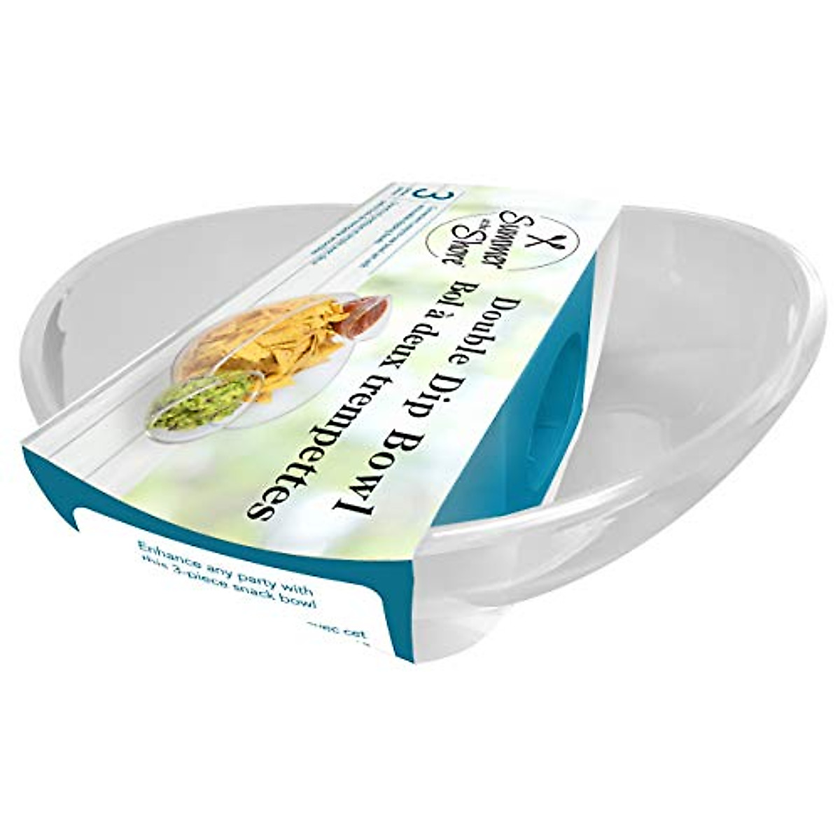 Summer at the Shore Double Dip Bowl, Perfect for Chips or Vegetables, Party Planning Accessory, Space-Saving Trendy Design, Clear Chips and Dip Server One Size