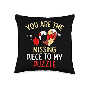 Matching Outfits For Couples Designs Missing Puzzle Piece Valentine's Day Couple Matching Throw Pillow, 16x16, Multicolor
