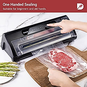 Daintii Automatic Vacuum Sealer Machine, High Suction Power, Consistent Sealing & Easy to Use, Included Starter Kit, for Airtight Food Storage and Sous Vide, Safety Certified, Black