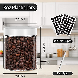 8 oz Plastic Jars with White Lid,36 Pack Refillable Food Jars | Canisters with Screw Lids,Clear Empty Slime Containers for Kitchen Food Storage,Cosmetic,Art Crtafts