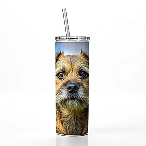 Border Terrier Dog Photo Skinny Tumbler 20oz with Straw Insulated Water Bottle Gift