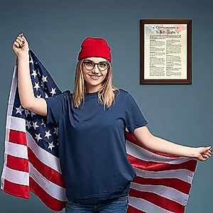 USA Constitution & Bill of Rights - Patriotic Wall Decor Poster Print, This Parchment Replica With American Flag Wall Art Poster Print Is Ideal For Home, Office, & School Wall Art Unframed -11x14"