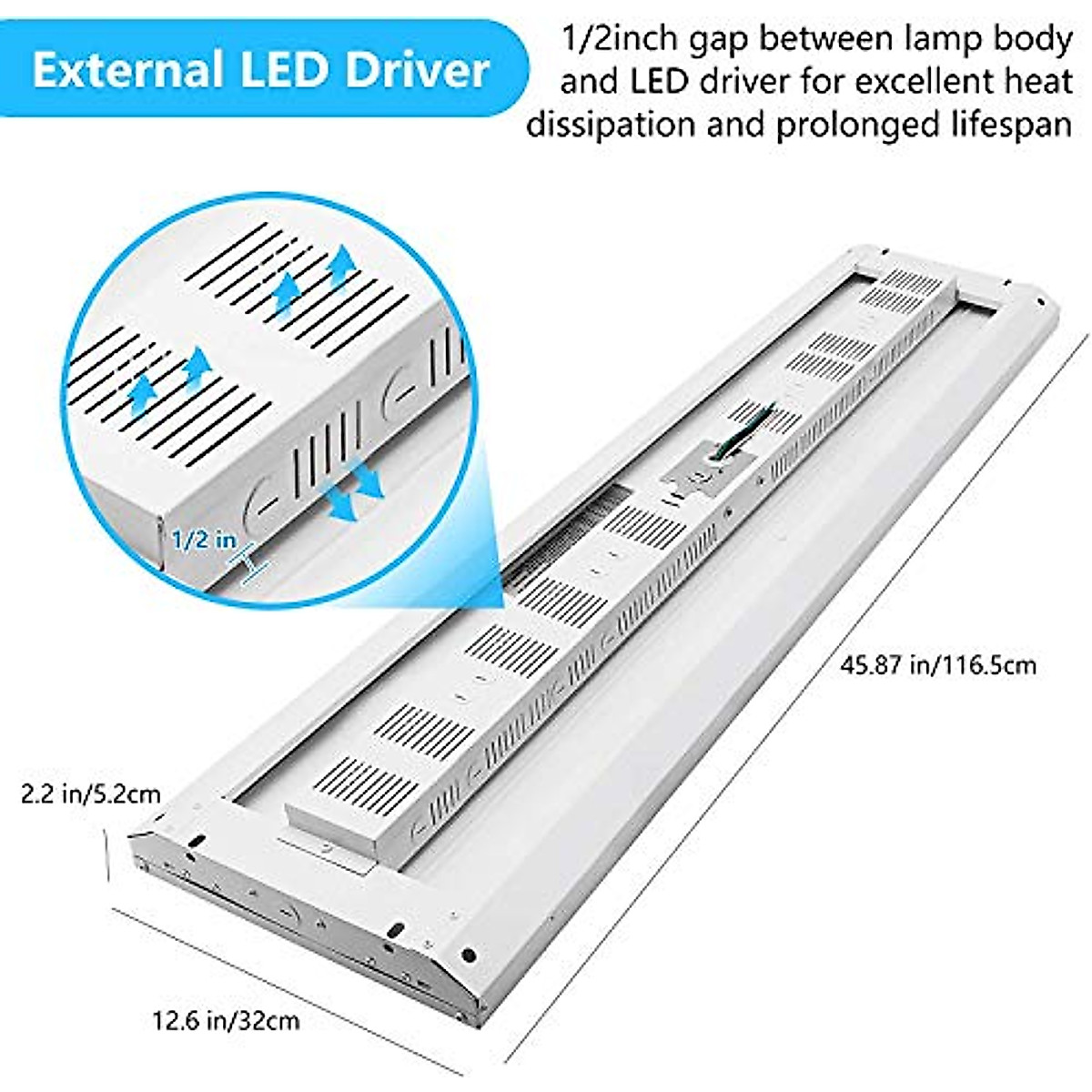 CINOTON 210W LED Linear High Bay Light, 4FT LED Shop Light Fixture 32000LM[800W HID/HPS Equiv.] 100-277V 1-10V Dimmable 5000K Daylight Indoor Commercial Warehouse Factory Office Workshop Garage 1 Pack
