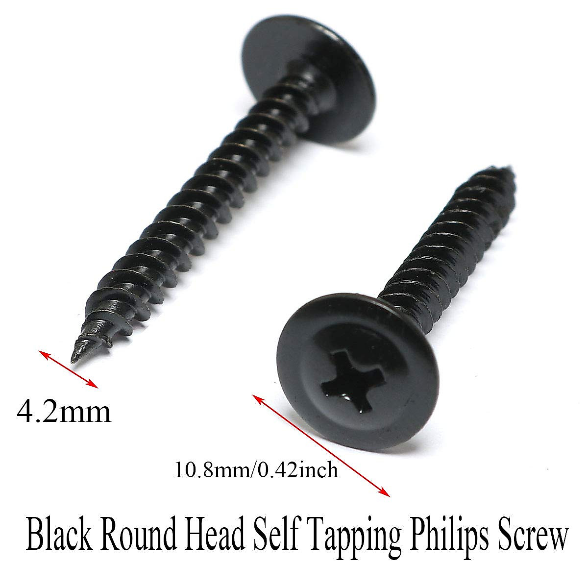 Pro Bamboo Kitchen 50pcs Black Round Head Self Tapping Philips Screw #8x1-1/4" Carbon Steel Truss Head Tapping Screw with Washers for Computers and Other Electronic Products