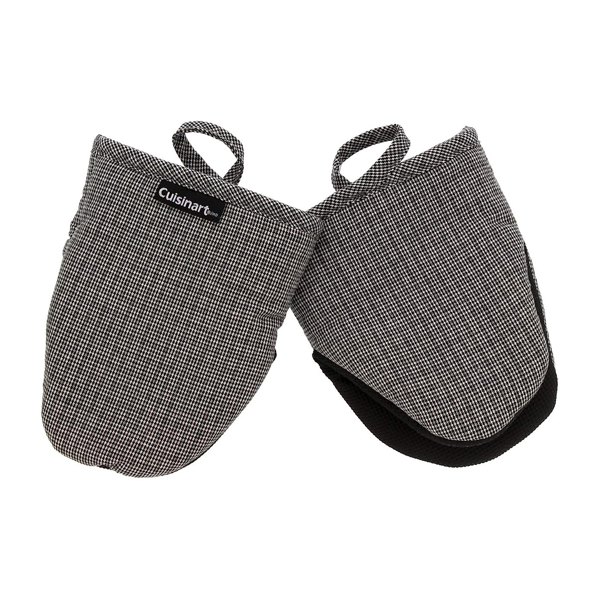 Cuisinart Farmhouse Neoprene Mini Oven Mitts, 2pk - Heat Resistant Pot Holders to Protect Hands with Non-Slip Grip and Hanging Loop - Ideal for Handling Hot Cookware - Micro Houndstooth