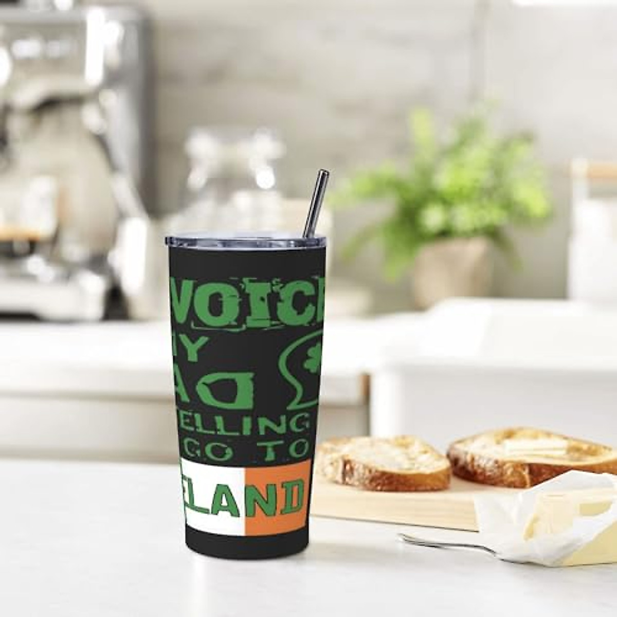 VKKOEWL The Voices In My Head Irish Stainless Steel Insulated Tumbler 20 Oz Travel Water Bottle Coffee Mug Drink Cup With Lid Straw