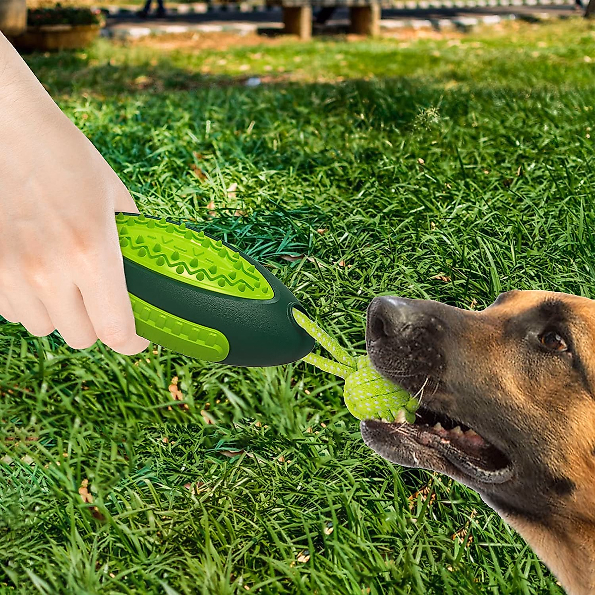 Squeaky Dog Toys Puppy Squeak Toy Interactive Doggy Treat Dispenser Food Dispensing Ball Fetch Catch Rugby Puzzle Teething Toys Ball IQ Training Chew Toys for Small and Medium Dogs