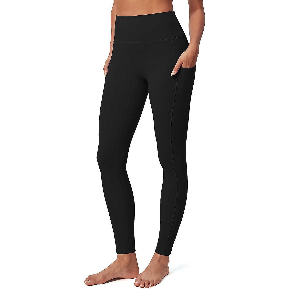 IUGA Compression Leggings for Women Tummy Control No Front Seam Leggings with Pockets High Waisted Workout Yoga Pants Black