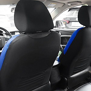 BESULEN Front Car Seat Covers, 2 Pcs Polyester Bucket Seat Protectors, Soft and Breathable, Premium Sporty Automotive Seat Cushions, Universal Auto Interior Accessories (Blue)