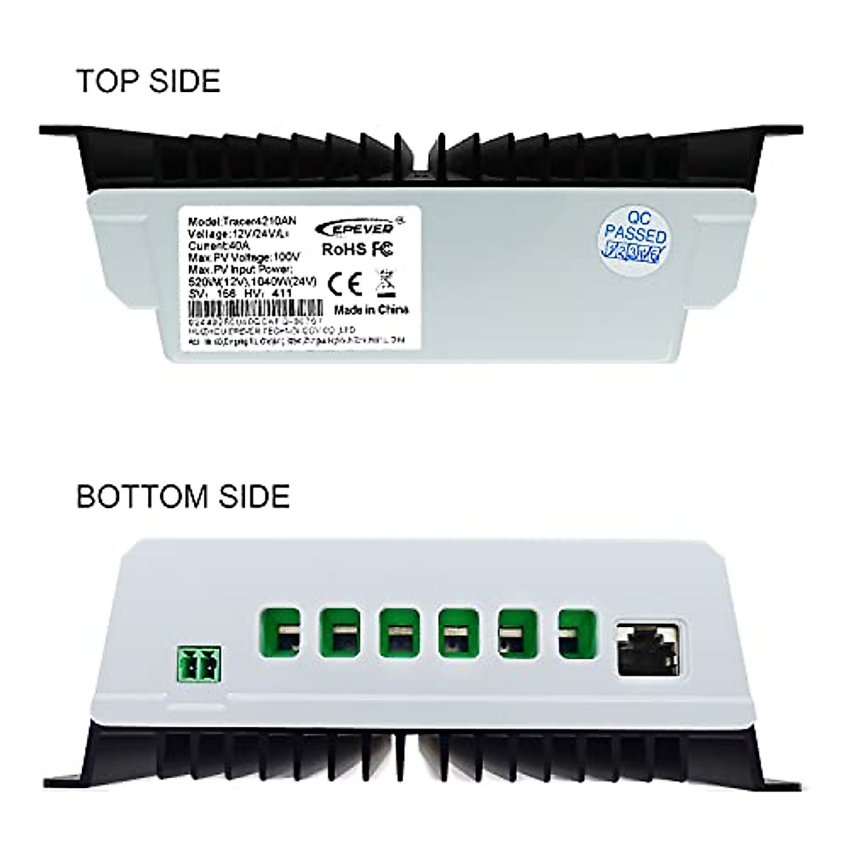 EPEVER 40A MPPT Solar Charge Controller 12V 24V Auto Max Input 100V Charger Controller Common Negative Grounded Solar Panel Regulator for Lead-Acid Lithium AGM Battery (Tracer4210AN)