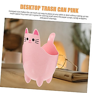 MAGICLULU Cat Shaped Trash Can Plastic Waste Basket Countertop Trash Can Mini Baskets Desk Trash Can Mini Plastic Baskets Rv Trash Can Garbage Can Kawaii Cat Trash Can Pink Cat Trash Bin
