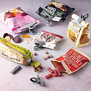 edge Chip Clips for Food Snack Bags and Storage Non-Slip with Magnetic Back and Loop Holes (20 Piece Medium, Charcoal)