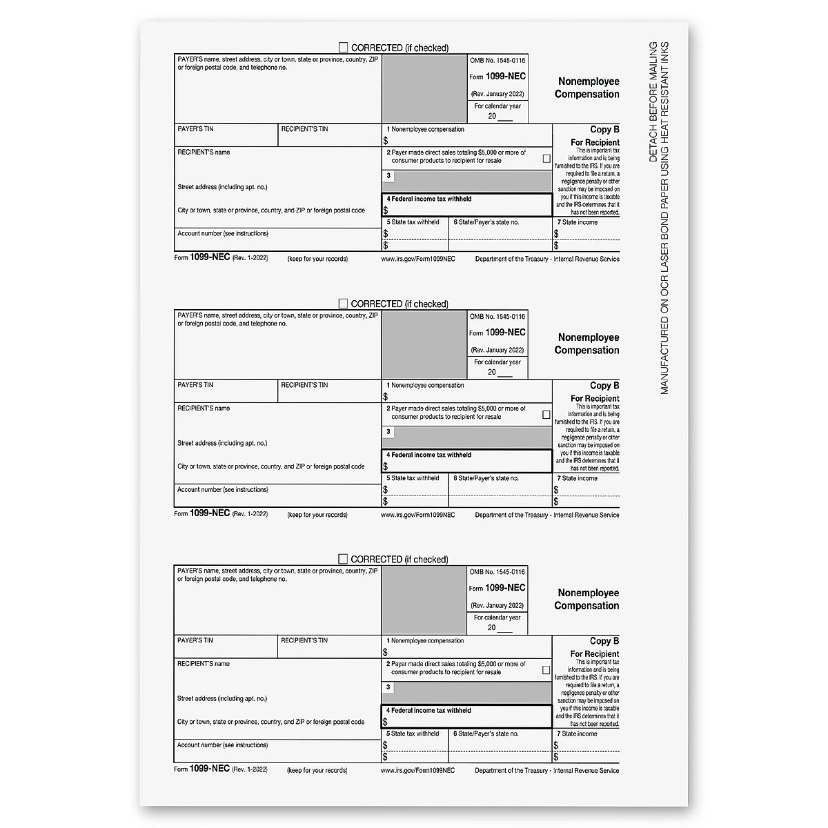 1099 NEC Forms 2023, 1099 NEC Laser Forms IRS Approved Designed for Quickbooks and Accounting Software 2023, 4 Part Tax Forms Kit, 50 Vendor Kit - Total 71 (207) Forms