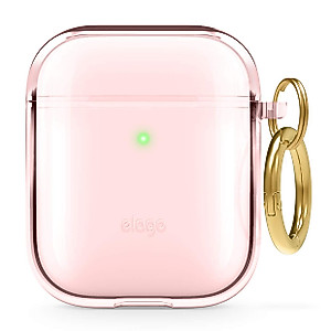 elago Clear Airpods Case with Keychain Designed for Apple Airpods 1 & 2 (Lovely Pink)