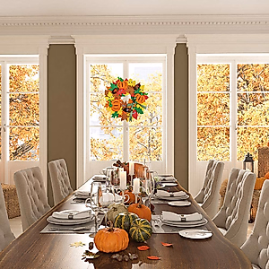 Supla 12 Kits 3D Pumpkin Fall Leaf Wreath Craft Kit DIY Thanksgiving Wreath with Maple Leaves Acorns Bows Wiggle Eyes for Kids Crafts Fall Thanksgiving Halloween Seasonal Decoration