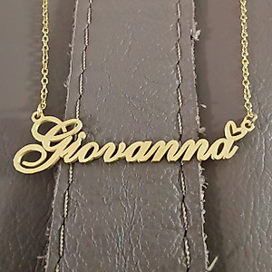 RONKAHSHOW Alayna Custom Pendant Name Necklace Customized Personalized 18K Gold with Heart Necklace Best Gift for Women New Year Birthday Mother’s day Christmas wedding Party Gold