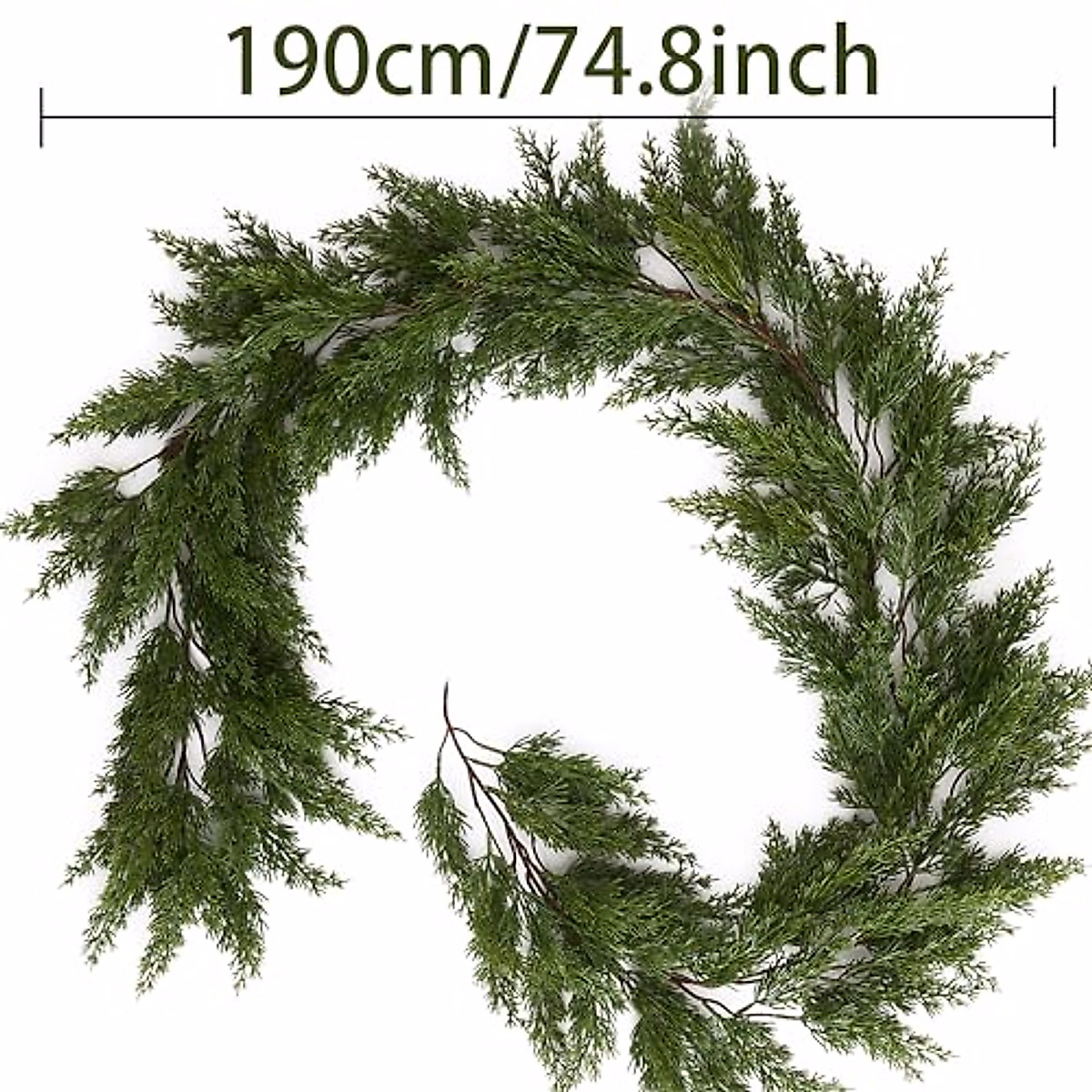6FT PARTY JOY Seasonal Artificial Christmas Garland with Lights Pine Needle Cypress Garland for Holiday Winter Indoor Outdoor Decor