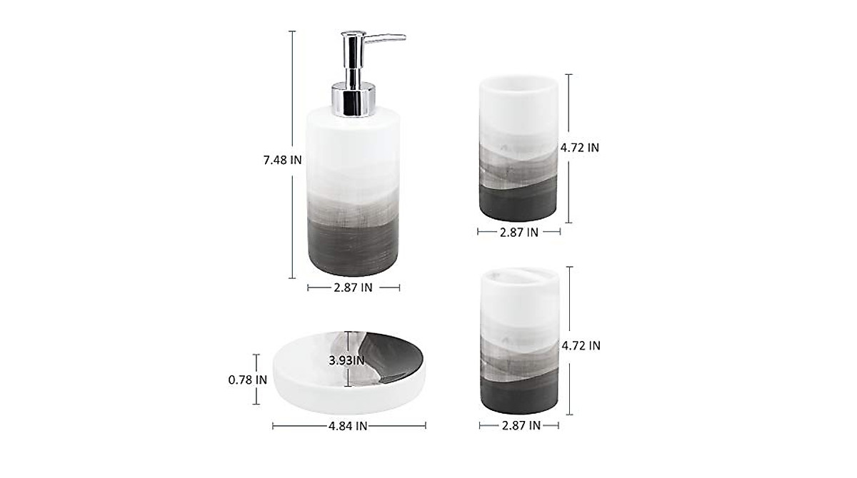 Wodlo 4 Piece Ceramic Bathroom Accessory Set – Elegant Home Decor