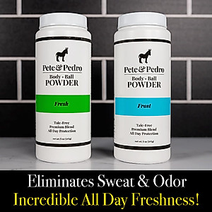 Pete & Pedro BODY & BALL POWDER (Fresh Scent), Talc-Free Men’s Body Powder Deodorant for Men, Sweat Absorbs Blocks Odor, Hygiene for Groin Area, Ideal For Gym & Daily Use | Seen on Shark Tank, 5 oz