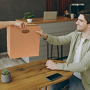 Prime Line Packaging Brown Paper Bags with Die Cut Handles for Food To Go, Bread, Take Out Goodie, Restaurant, Small Business, Bulk, 11x6x11, 100 Pack