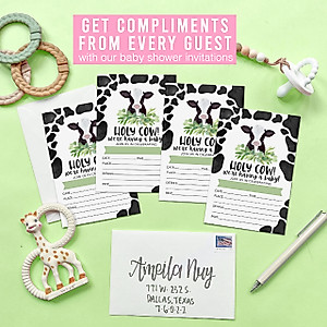 Hadley Designs 15 Holy Cow Baby Shower Invitations Gender Neutral Baby Girl Baby Shower Invitations For Girl Cow Theme, Boy Baby Shower Invitations Boy Cow, Holy Cow Invitations For Baby Shower Girl
