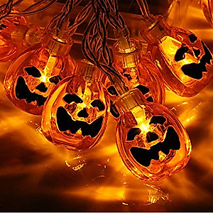 Halloween Decor Pumpkin String Lights, 13 feet 30 LEDs Battery Operated Halloween Light, Outdoor Halloween Decoration for Patio, Garden, Gate, Yard (IP65 Waterproof,Warm White)