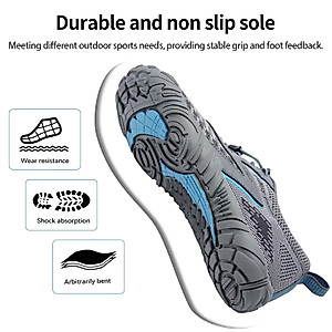 WateLves Water Shoes Mens Womens Beach Swim Shoes Quick-Dry Aqua Socks Pool Shoes for Surf Yoga Water Aerobics (05-Grey, 43)