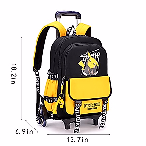 WZCSLM Anime School Bags student Oxford Cloth Vacation Backpack Travel Bag Luggage Trolley Case with Six Wheels Good friend's gift Laptop backpack (yellow1)