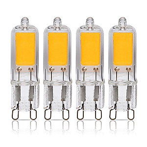 Simba Lighting G9 LED COB Light Bulb (4 Pack) 2W T4 20W to 25W Halogen Replacement for Pendants, Ceiling Lights, Desk Lamp, Wall Sconce, 120V JCD Bi-Pin Base Non-Dimmable, 2700K Warm White