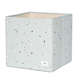 3 Sprouts Recycled Fabric Cube Storage Bin - 13 Inch Collapsible Organizer for Cube Shelving Systems, Kids Cubby Bins - Terrazzo Green