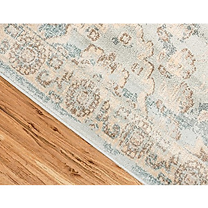 Unique Loom Paris Collection Pastel Tones Traditional Distressed Light Blue Area Rug (9' 0 x 12' 0)