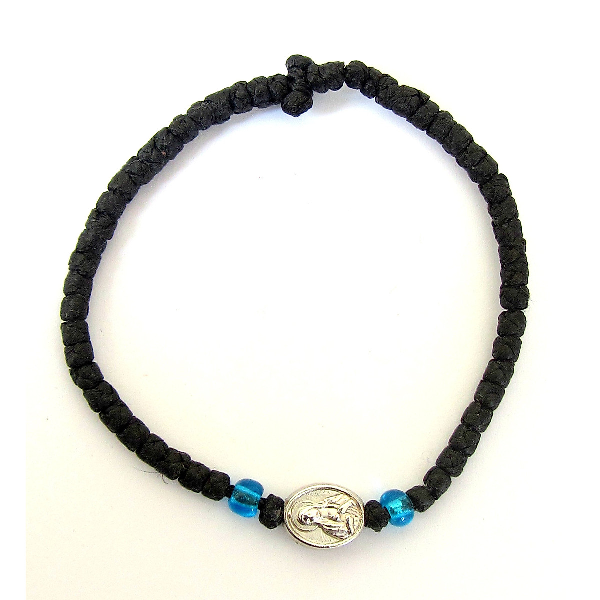 Iconsgr Handmade Christian Orthodox Komboskoini, Prayer Rope Bracelet Black VM1