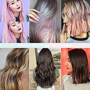 AIFIHIYI 23.6 Inch Hair Tinsel Clip in, Extra Long Glitter Tinsel Hair Extensions Clip in Hair Tinsel Heat Resistant Pink Hair Tensile Kit Sparkle Fairy Hair Accessories for Girls Kids Women (Pink)