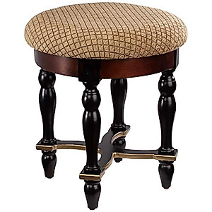 Design Toscano Grand Duchess Vanity Stool, 17 Inch, Walnut