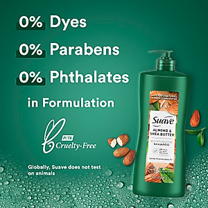 Suave Professionals Moisturizing Shampoo for Dry Hair Almond and Shea Butter Paraben-free and Dye-free 28 oz, Pack of 4