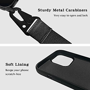 VooDirop Compatible with iPhone 13 Pro Max Case Crossbody Phone Case with Strap Neck Lanyard Adjustable Shockproof Drop Protection Silicone Phone Cover for iPhone 13 Pro Max 6.7’’ Black