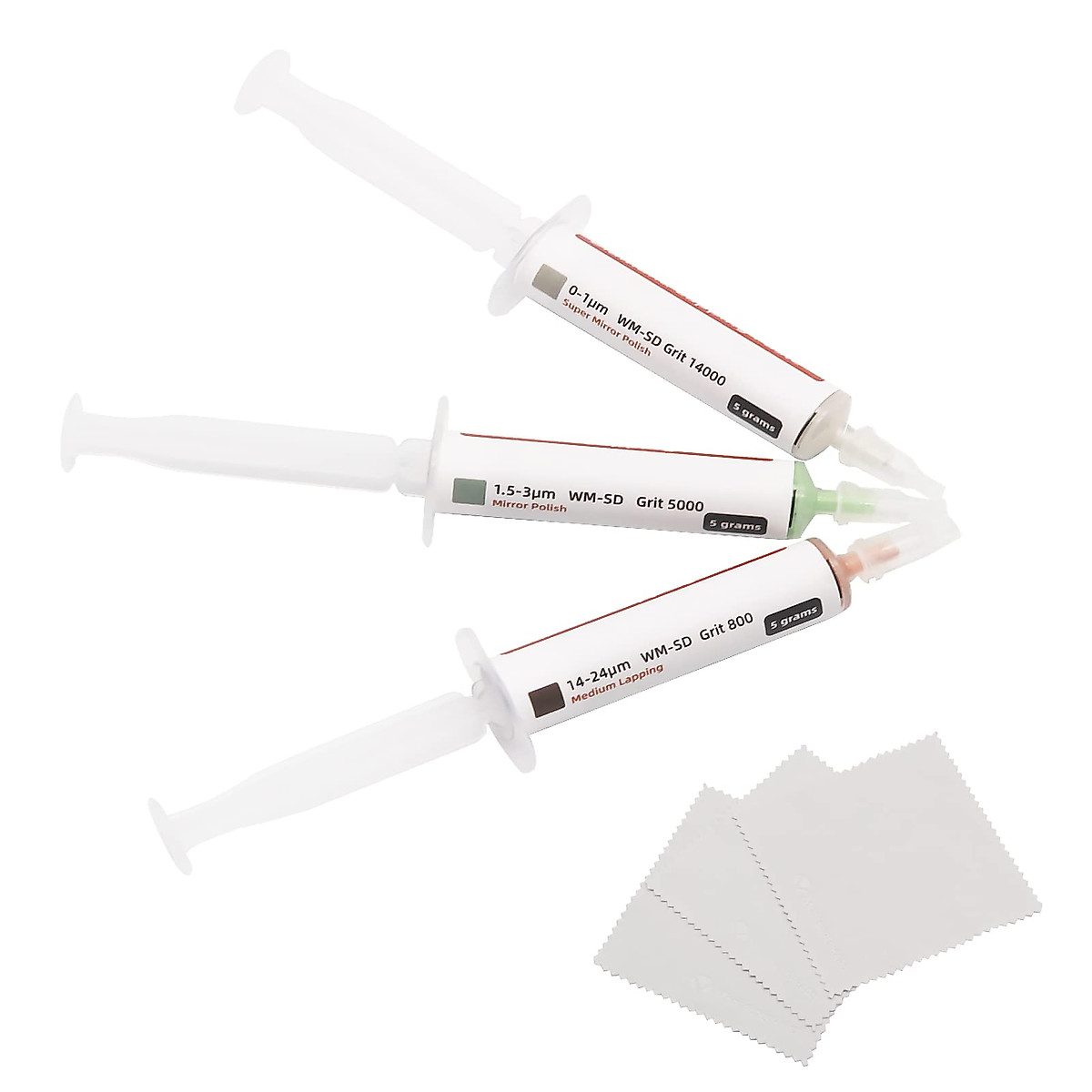 MORESUPERHARD 3Pcs Diamond Polishing Compound Polishing Paste，800 5000 14000 Grit for Marble Glass Metal Jewelry Metallographic Silver Gemstone，0.5 to 24 Micron，5 Gram with 20% of Diamond Powder