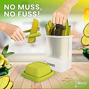 Pickle Pal Pickle Container with Strainer | Jalapeno Container with Pickle Grabber | Pickle Jar with Strainer Flip for Olives, Fruit, Veggie Containers | Pickle Holder 40 oz | Chamoy Pickle Kit